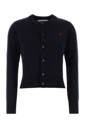 AMI Paris Navy Wool Cardigan - Blue