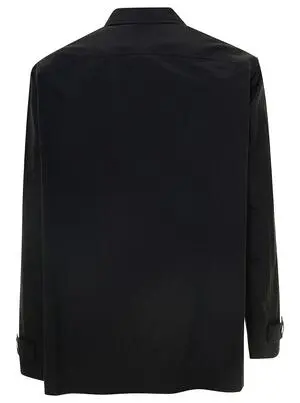 Fendi Blue Jacket With Patch Zipped Pocket And Logo In Nylon