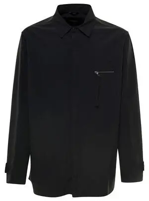 Fendi Blue Jacket With Patch Zipped Pocket And Logo In Nylon - Multicolor