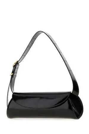 JIL SANDER Small Leather Cannolo Shoulder Bag - Black