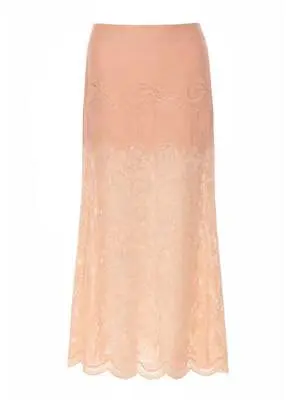 Rabanne Gonna Midi In Pizzo - Pink