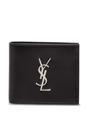 Saint Laurent Black Leather Wallet With Logo