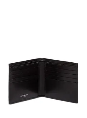 Saint Laurent Black Leather Wallet With Logo
