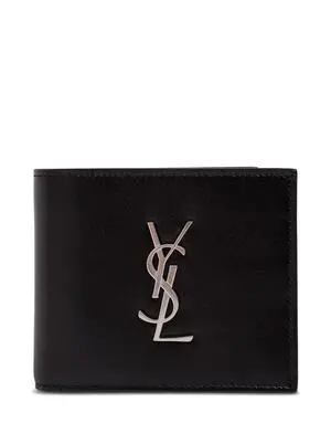 Saint Laurent Black Leather Wallet With Logo