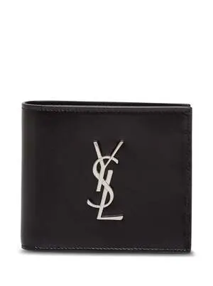 Saint Laurent Black Leather Wallet With Logo - Multicolor