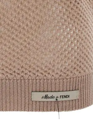 Fendi Beige Open Knit Work Sweater In Wool