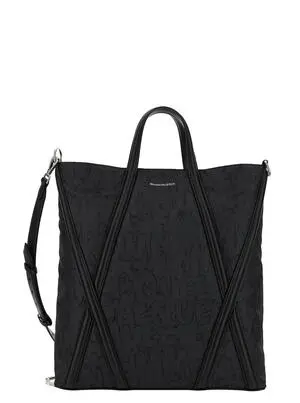 Alexander McQueen The Harness' Black Tote Bag With Logo Detail In Nylon - Multicolor