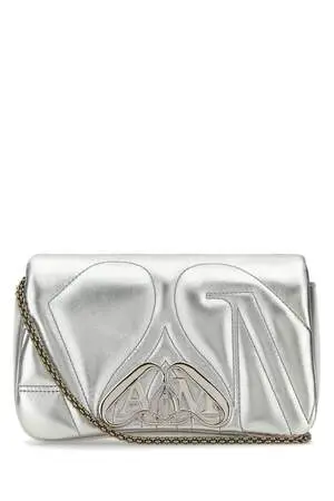 Alexander McQueen Leather Mini Seal Clutch - Silver