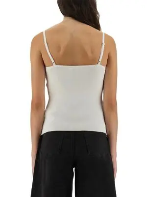 SELF-PORTRAIT Ribbed Knit Top - White