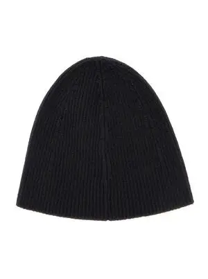 Saint Laurent Beanie With Logo Patch In Cashmere