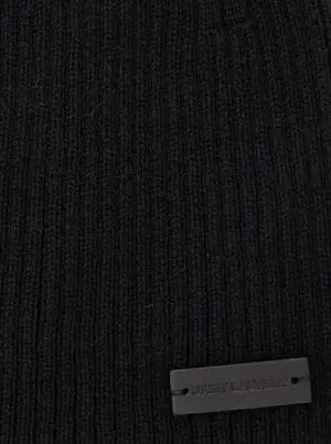 Saint Laurent Beanie With Logo Patch In Cashmere