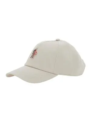 Moncler Cotton Baseball Cap With Logo Patch - White