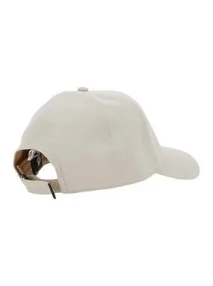 Moncler Cotton Baseball Cap With Logo Patch - White