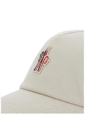 Moncler Cotton Baseball Cap With Logo Patch - White