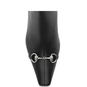 Gucci Leather Horsebit Pointed Toe Ankle Boots