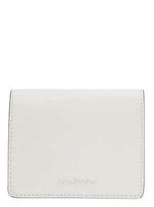 Acne Studios White Card-holder With Embossed Logo In Hammered Leather