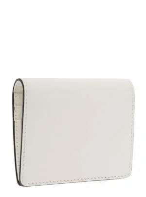 Acne Studios White Card-holder With Embossed Logo In Hammered Leather