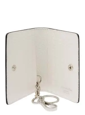 Acne Studios White Card-holder With Embossed Logo In Hammered Leather