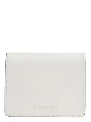 Acne Studios White Card-holder With Embossed Logo In Hammered Leather - Multicolor