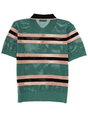 Dries Van Noten Perforated Mercy Stripe Polo Shirt