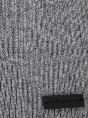 Saint Laurent Cashmere Beanie With Logo Patch - Gray