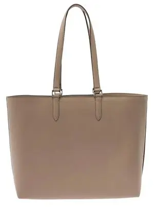 Fendi Beige Tote Bag With Embossed Logo In Leather