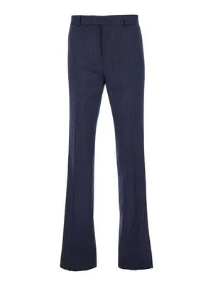 Givenchy Blue Flared Pants With High Waist In Wool - Multicolor