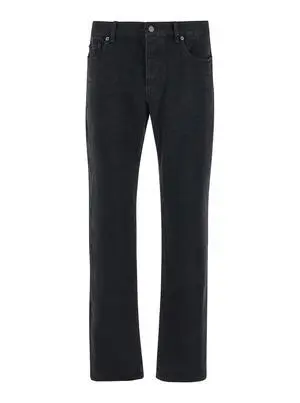 Saint Laurent Black Slim Jeans With Logo Patch In Denim - Multicolor