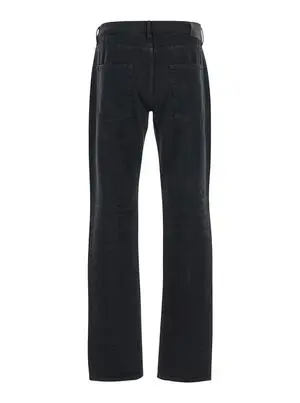 Saint Laurent Black Slim Jeans With Logo Patch In Denim