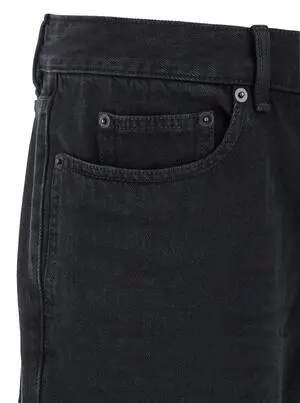 Saint Laurent Black Slim Jeans With Logo Patch In Denim