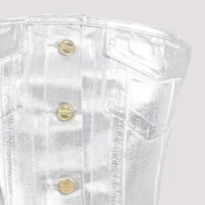 GANNI Foil Corsage Denim Top