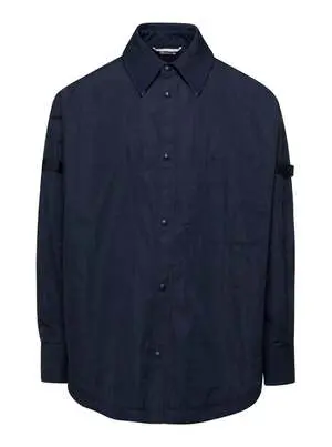 Thom Browne Oversized Blue Shirt With Patch Pockets In Polyamide Blend - Multicolor