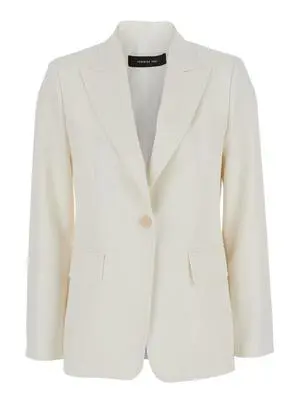 Max Mara Palchi' White Jacket With Classic Lapels In Virgin Wool - Multicolor