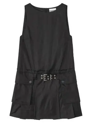 GANNI Mini Dress With Belt - Black