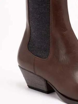 Brunello Cucinelli Calf Leather Ankle Boots - Multicolor
