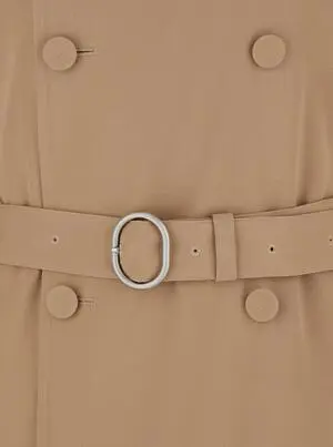 JIL SANDER Beige Double Breasted Trench With Belt In Wool