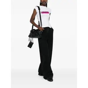 Balenciaga Logo Print Mock Neck T-shirt