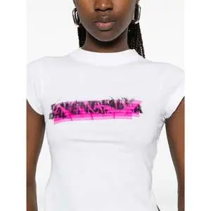Balenciaga Logo Print Mock Neck T-shirt