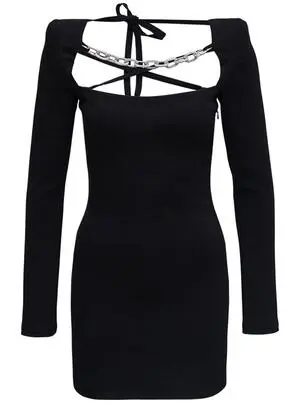Giuseppe Di Morabito Black Jersey Dress With Chain Detail - Multicolor