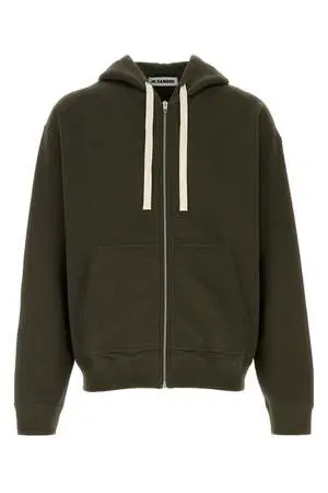 JIL SANDER Olive Cotton Sweatshirt - Green