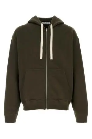 JIL SANDER Olive Cotton Sweatshirt - Green