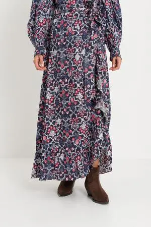 Isabel Marant Étoile Floral Linen Wrap Long Skirt - Multicolor