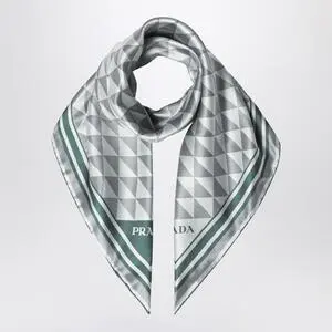 Prada Emerald Printed Silk Twill Scarf 90x90