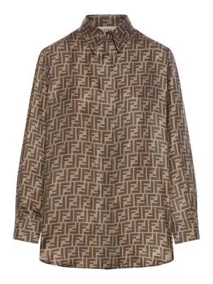 Fendi Ff Silk Shirt - Brown