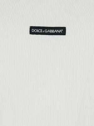 Dolce & Gabbana Sleeveless Tank Top With Round Neck And Logo Patch On The Front In Cotton For - White