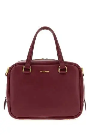 JIL SANDER Burgundy Leather Small Vision Handbag - Red