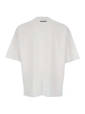 Dsquared2 Crew Neck T-shirt With Maxi Logo On The Front In Cotton For