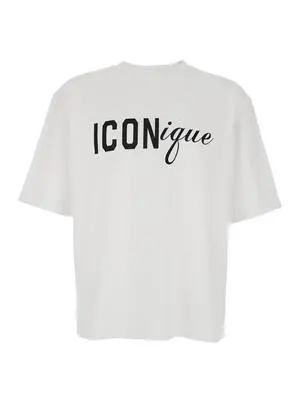 Dsquared2 Crew Neck T-shirt With Maxi Logo On The Front In Cotton For - White