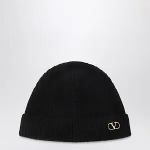 Valentino Garavani Vlogo Signature Beanie In Cashmere - Black