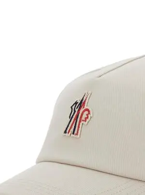 Moncler Grey Baseball Cap With Logo Embroidery In Cotton - Multicolor
